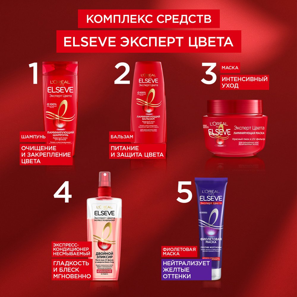 Ламинирующий бальзам L'Oreal Elseve Эксперт Цвета для окрашенных волос