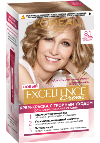 L'Oreal Paris Краска Excellence 8.1 Светло-Русый Пепельный: купить у ...