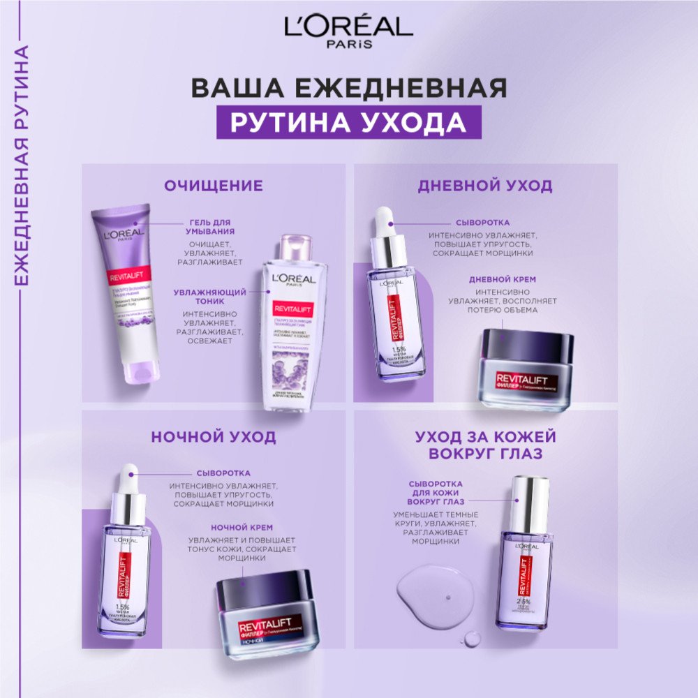 Сыворотка Revitalift Филлер для лица и шеи с 1,5% гиалуроном: купить
